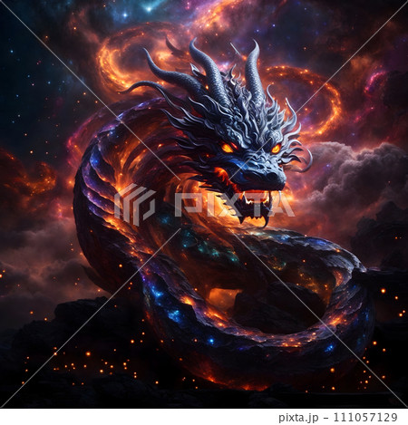 Rampaging Fury: Mad Dragon Unleashes Chaos and...のイラスト素材 [111057129 ...