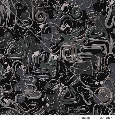 Seamless gray camouflage pattern with abstract...のイラスト素材 [111071807 ...