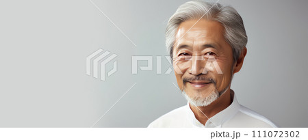 Elegant smiling elderly Asian man with gray...のイラスト素材 [111072302] - PIXTA
