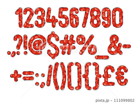 Versatile Collection of Ruby Red Numbers and...のイラスト素材 [111099802] - PIXTA