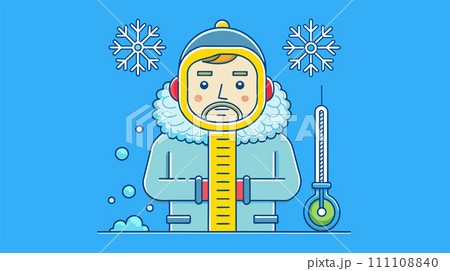 Cartoon man freezing in cold weather with...のイラスト素材 [111108840] - PIXTA