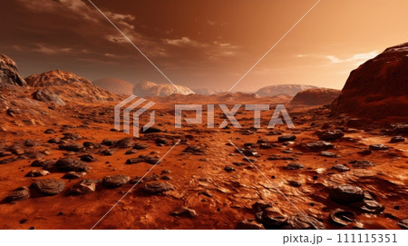 Mars landscape. Awe-Inspiring red Sands and...のイラスト素材 [111115351] - PIXTA