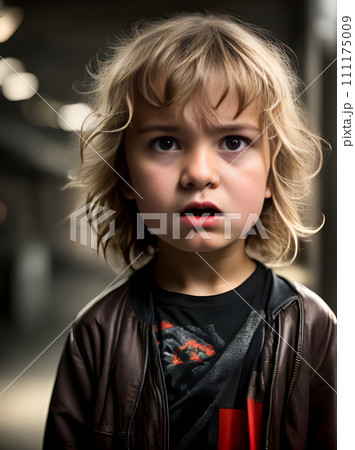 Angry child portrait artificial light maximum...のイラスト素材 [111175009] - PIXTA