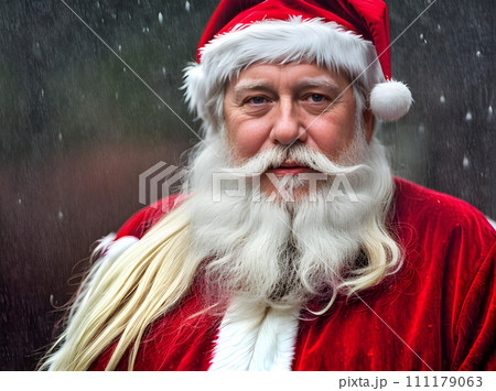 Santa in rain shot with pastel realism.のイラスト素材 [111179063] - PIXTA