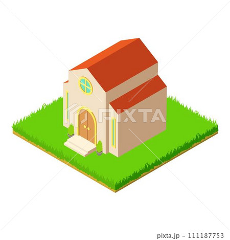 Modern church icon. Isometric illustration of...のイラスト素材 [111187753] - PIXTA
