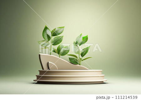 Light and Shadow, 3D Origami Leaves Podium on...のイラスト素材 [111214539] - PIXTA