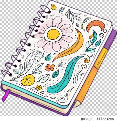 Cute notebook sticker, PNG file, isolated on...のイラスト素材 [111224260] - PIXTA