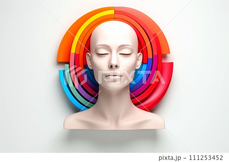 3d abstract human head,face, Psychic waves...のイラスト素材 [111253452] - PIXTA