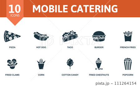 Mobile catering icons set. Creative icons:...のイラスト素材 [111264154] - PIXTA