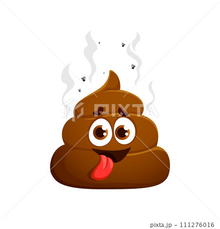 Cartoon poop emoji with tongue out and smell,...のイラスト素材 [111276016] - PIXTA