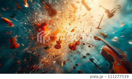 An explosion of musical creativity, with notes...のイラスト素材 [111277539 ...