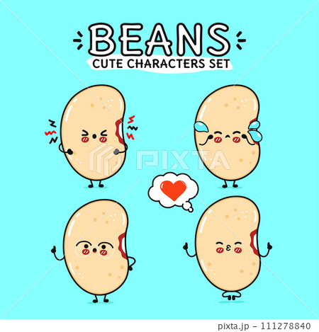 Funny cute happy Beans characters bundle set....のイラスト素材 [111278840] - PIXTA