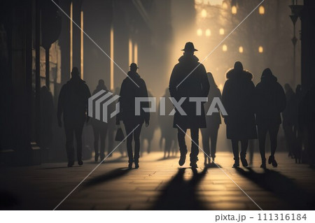 AI-generated content. Silhouettes of people...のイラスト素材 [111316184] - PIXTA