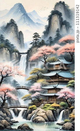 Elegant background with traditional Japanese...のイラスト素材 [111319142] - PIXTA