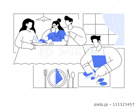 Invite friends for dinner isolated cartoon...のイラスト素材 [111323457] - PIXTA