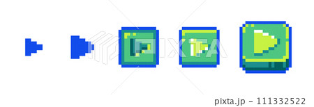 Pixel Play Button Set for Retro Game UI. Retro...のイラスト素材 [111332522 ...