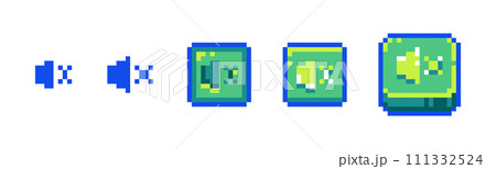 Pixel Sound Mute Icon Set for Retro Game UI....のイラスト素材 [111332524] - PIXTA