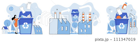 Waste disposal. Vector illustration. By...のイラスト素材 [111347019] - PIXTA