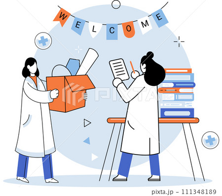 Paperwork. Vector illustration. Hours are spent...のイラスト素材 [111348189 ...