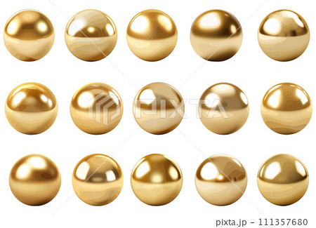 Metallic gold ball vector set isolated on white...のイラスト素材 [111357680 ...