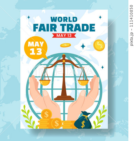 Fair Trade Day Vertical Poster Flat Cartoon...のイラスト素材 [111410850] - PIXTA