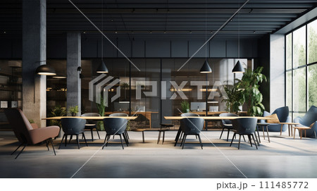 黒いモノトーンなオフィス不動産イメージ black monotone minimal officeのイラスト素材 [111485772 ...