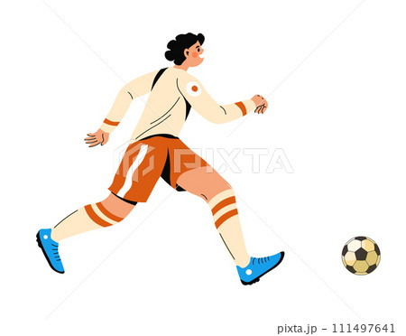 Forward or striker focusing on ball to give passのイラスト素材 [111497641] - PIXTA