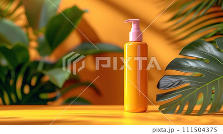 protective sun cream yellow backgroundのイラスト素材 [111504375] - PIXTA