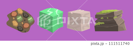 Rock and Solid Stone as Game Element Vector Setのイラスト素材 [111511740] - PIXTA