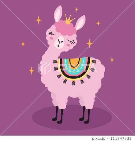cute card with princess llamaのイラスト素材 [111547338] - PIXTA