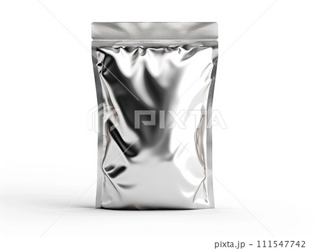 Silver packaging pouch with a resealable zipper...のイラスト素材 [111547742 ...