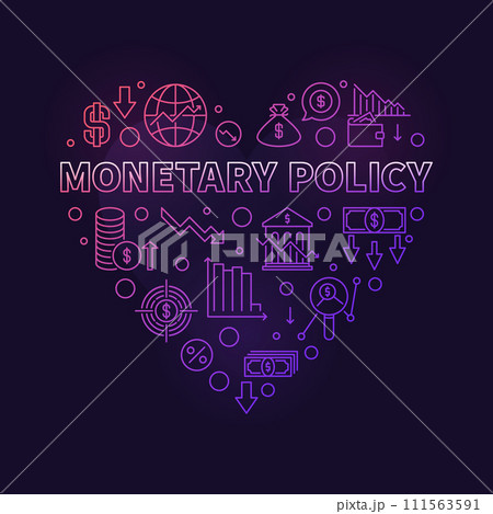 Monetary Policy heart shaped colored banner....のイラスト素材 [111563591] - PIXTA