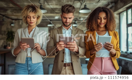 AI-generated content. Business people using...のイラスト素材 [111574956] - PIXTA