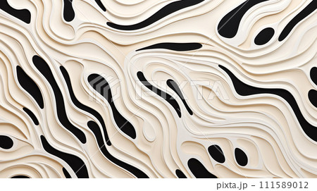 白と黒の立体的な波模様の背景「AI生成画像」のイラスト素材 [111589012] - PIXTA