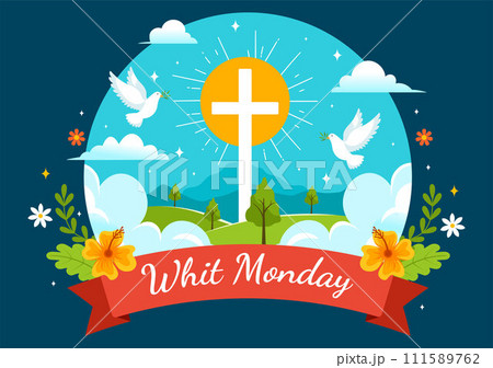 Whit Monday Vector Illustration with a Pigeon...のイラスト素材 [111589762] - PIXTA