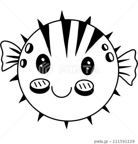 Puffer fish doodleのイラスト素材 [111591229] - PIXTA