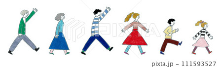 一列に並んで歩く家族のイラスト素材 [111593527] - PIXTA