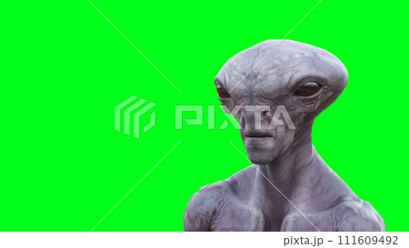 Scary Alien green screen isolate. 3d rendering.のイラスト素材 [111609492] - PIXTA