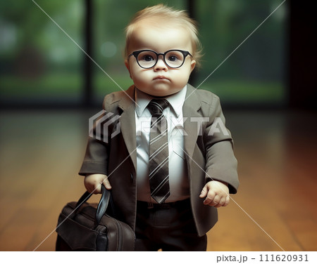 Cute business boy in Boss version. Young leader...のイラスト素材 [111620931 ...
