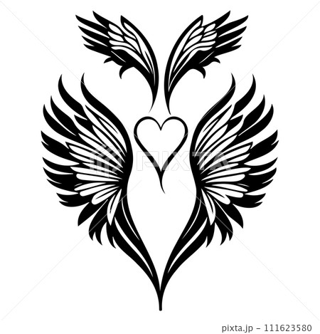 wing fly heart valentine illustration sketch...のイラスト素材 [111623580] - PIXTA