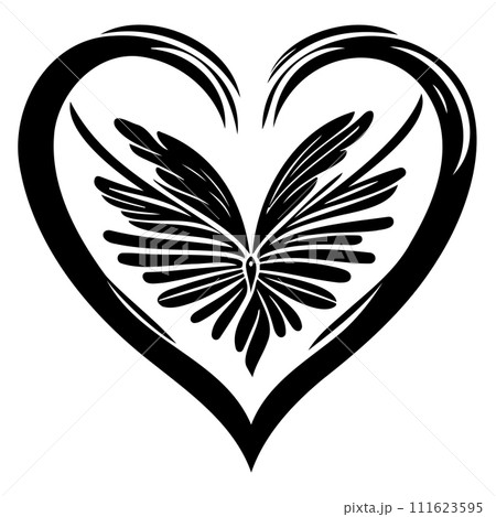 wing fly heart valentine illustration sketch...のイラスト素材 [111623595] - PIXTA