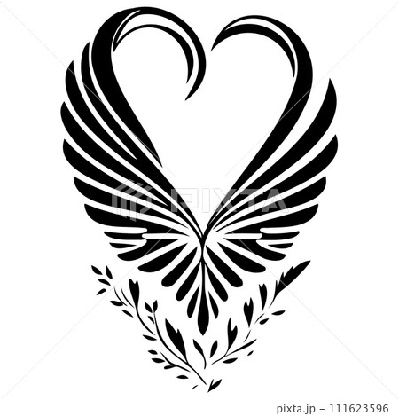 wing fly heart valentine illustration sketch...のイラスト素材 [111623596] - PIXTA