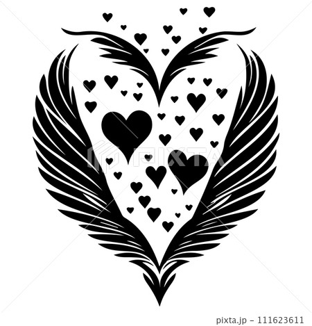 wing fly heart valentine illustration sketch...のイラスト素材 [111623611] - PIXTA
