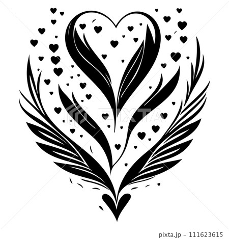 wing fly heart valentine illustration sketch...のイラスト素材 [111623615] - PIXTA