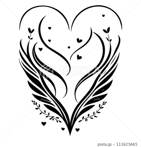 wing fly heart valentine illustration sketch...のイラスト素材 [111623665] - PIXTA