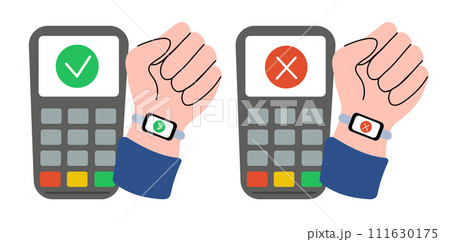 Processing of smartwatch payment. Accepting and...のイラスト素材 [111630175] - PIXTA