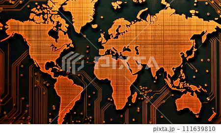 World map crafted from chipsのイラスト素材 [111639810] - PIXTA