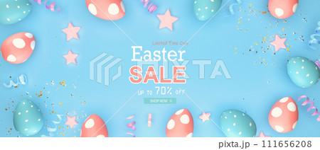 Easter sale message with Easter eggsのイラスト素材 [111656208] - PIXTA