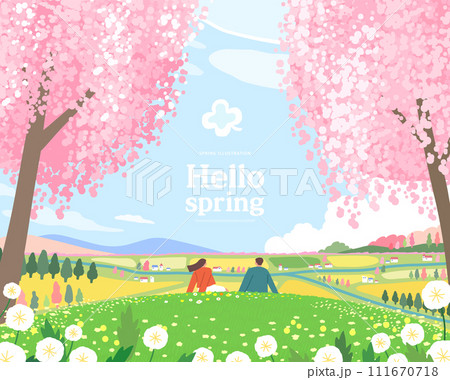 Spring template with beautiful flower. Vector...のイラスト素材 [111670718] - PIXTA