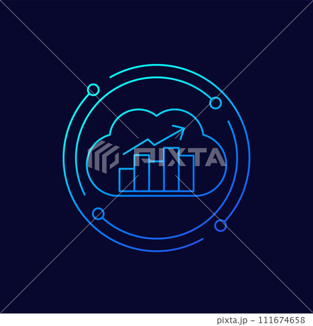 cloud analytics icon, linear designのイラスト素材 [111674658] - PIXTA